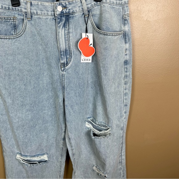 Cider | Jeans | New Cider Wide Leg Distressed Light Wash Jeans Size Xl ...